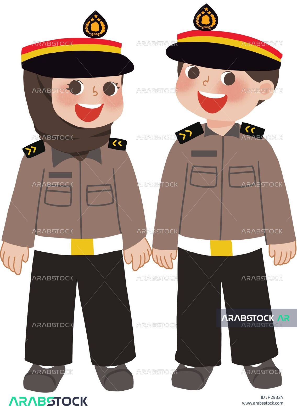 Saudi jobs and professions, cartoon of a Saudi Arabian Gulf policeman ...