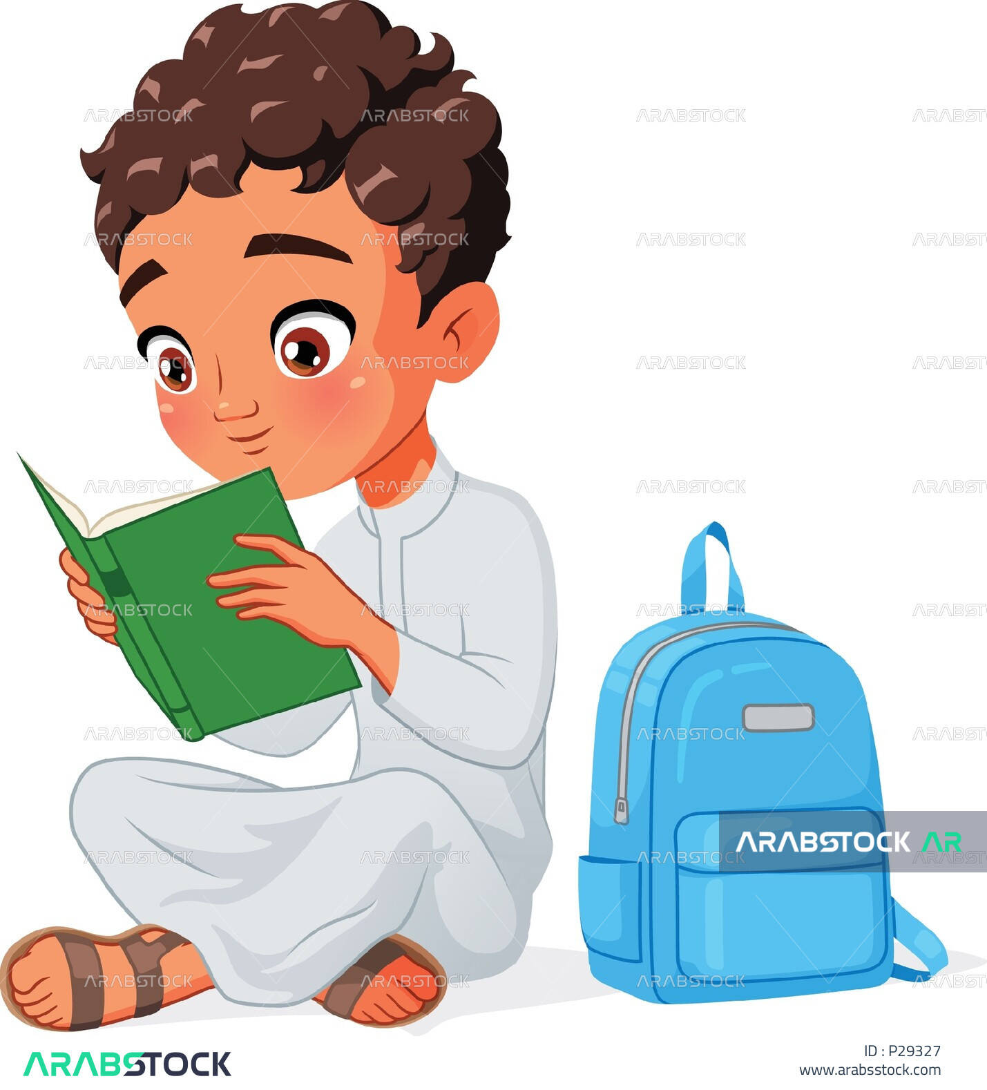 Education and study concept, cartoon character of a smiling Saudi ...