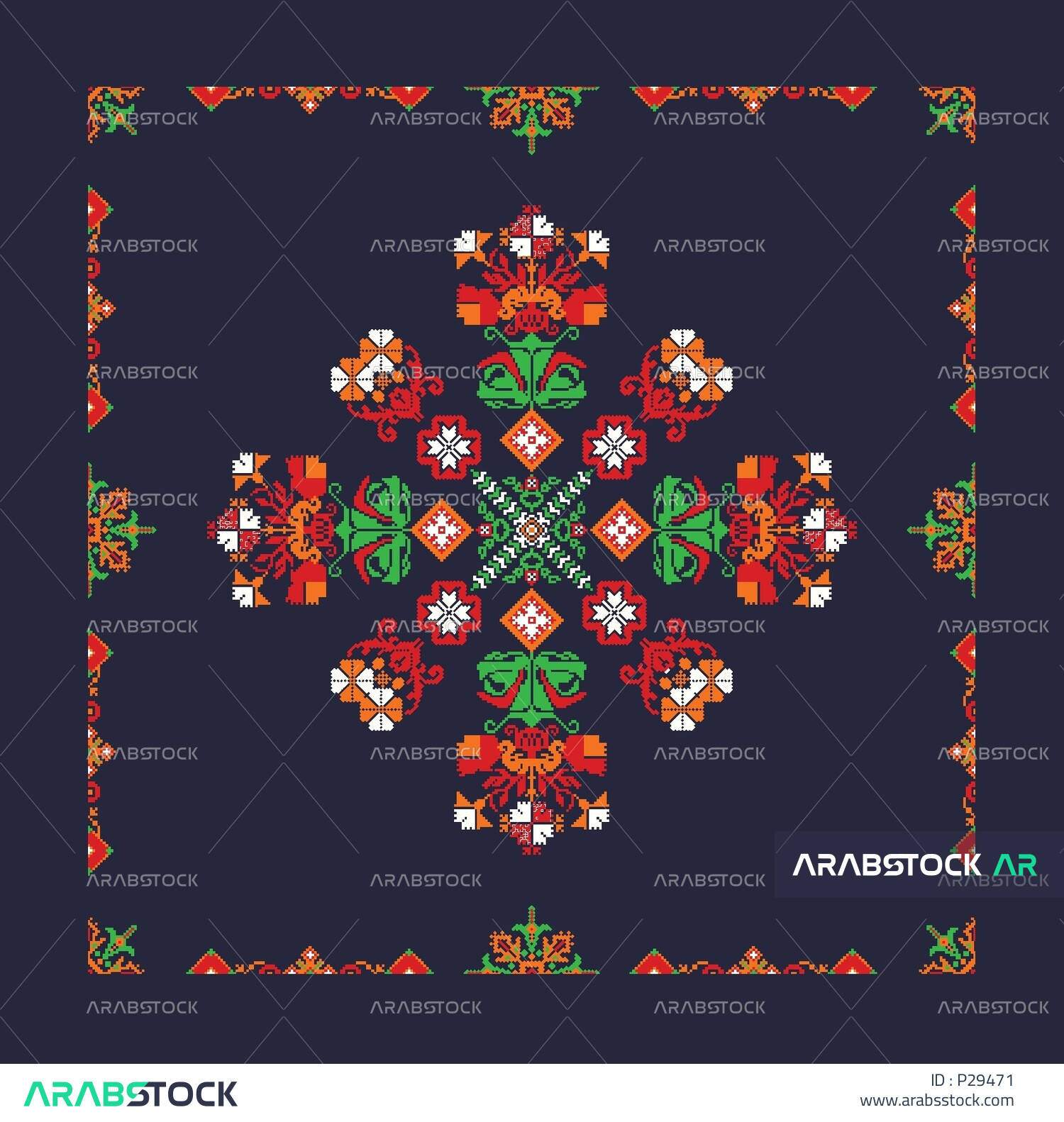 Ancient folk embroidery art in Saudi Arabia, geometric design template ...