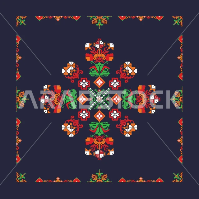 Ancient folk embroidery art in Saudi Arabia, geometric design template ...