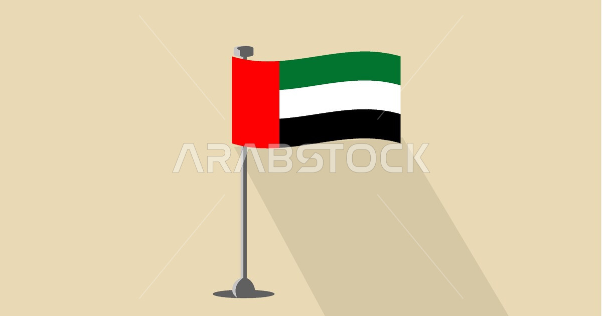 Vector Illustrator The flag of the United Arab Emirates, in the east of ...