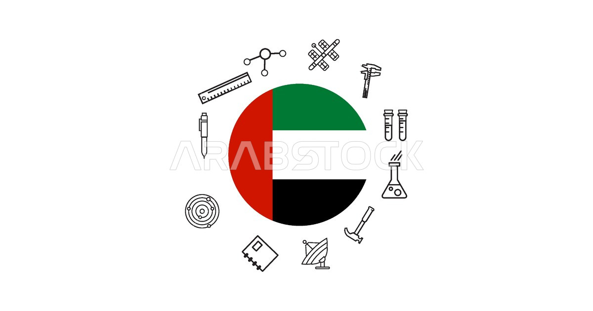 Vector Illustrator UAE flag, science and technology, Vector Illustrator ...