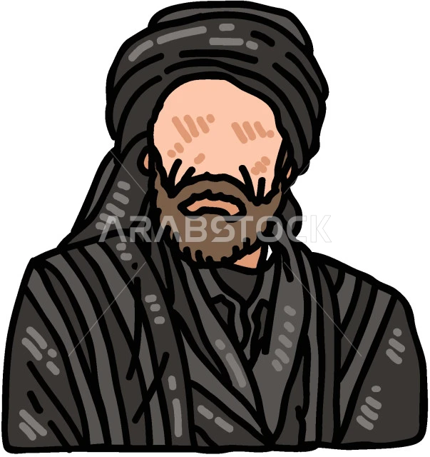 Wearing traditional old folk costume, arabian gulf man wearing turban ...