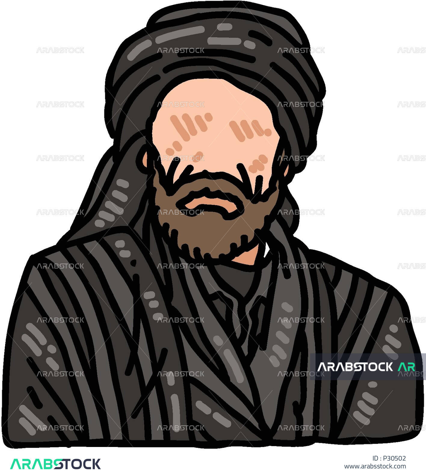 Wearing traditional old folk costume, arabian gulf man wearing turban ...