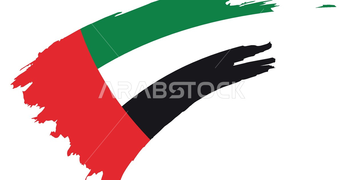 Vector Illustrator The flag of the United Arab Emirates, in the east of ...