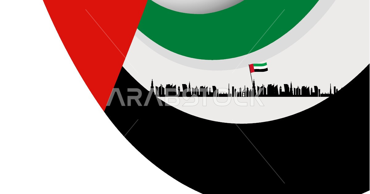Vector Illustrator The flag of the United Arab Emirates, in the east of ...