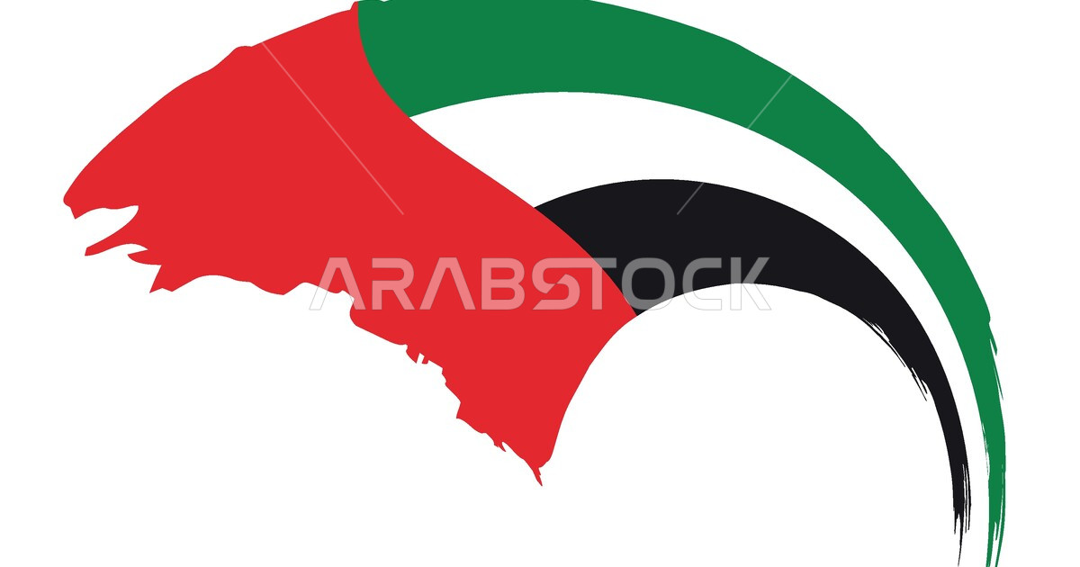 Vector Illustrator The flag of the United Arab Emirates, in the east of ...