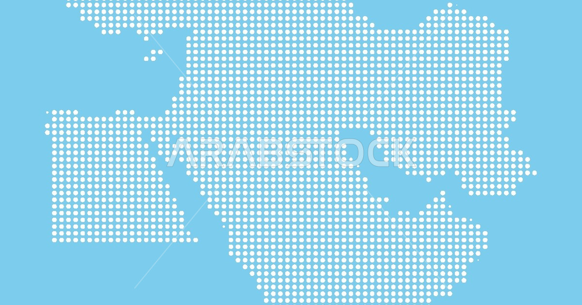 Vector Illustrator Map of the Arab world, colored with blue dots ...