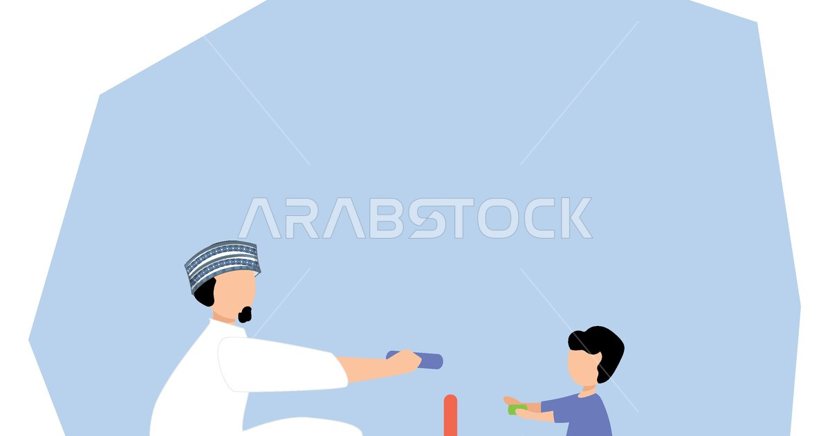 Vector Cartoon Characters, Arab Gulf Emirati man playing with plastic ...