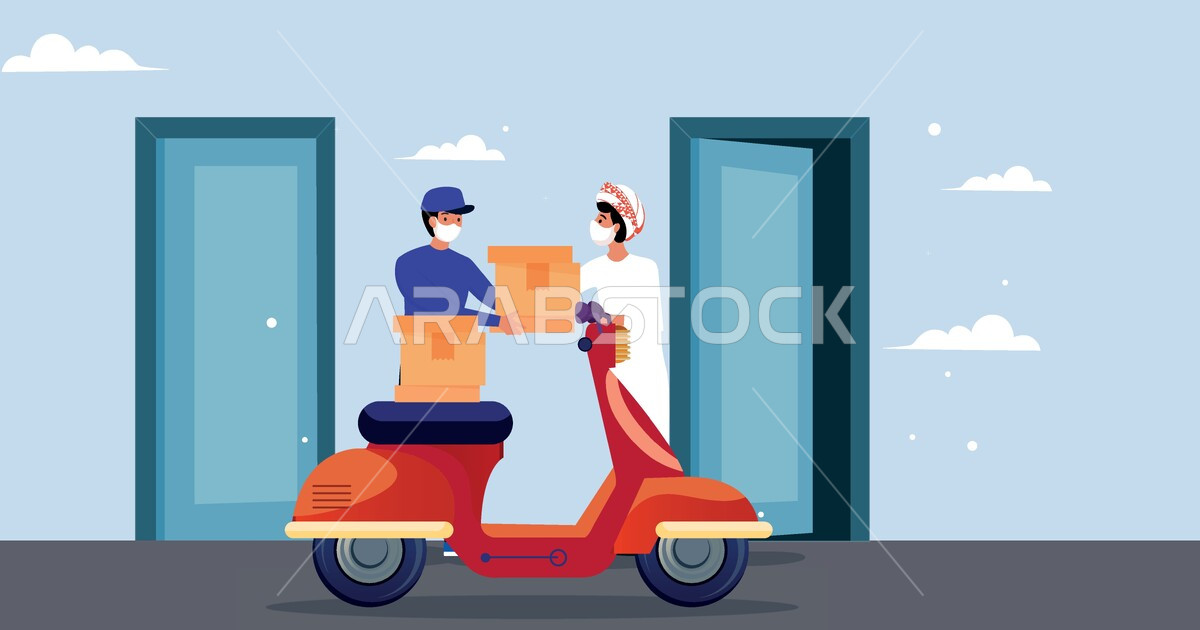 Vector cartoon character, a delivery worker who provides delivery ...