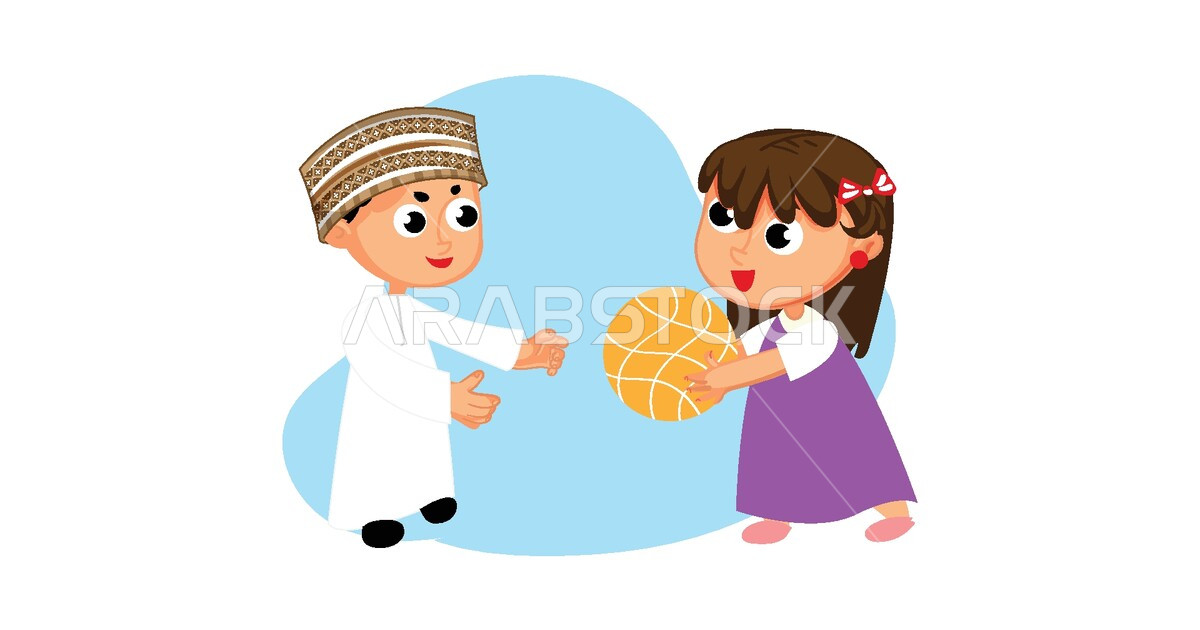 Vector cartoon for Omani Gulf characters for children playing with ...