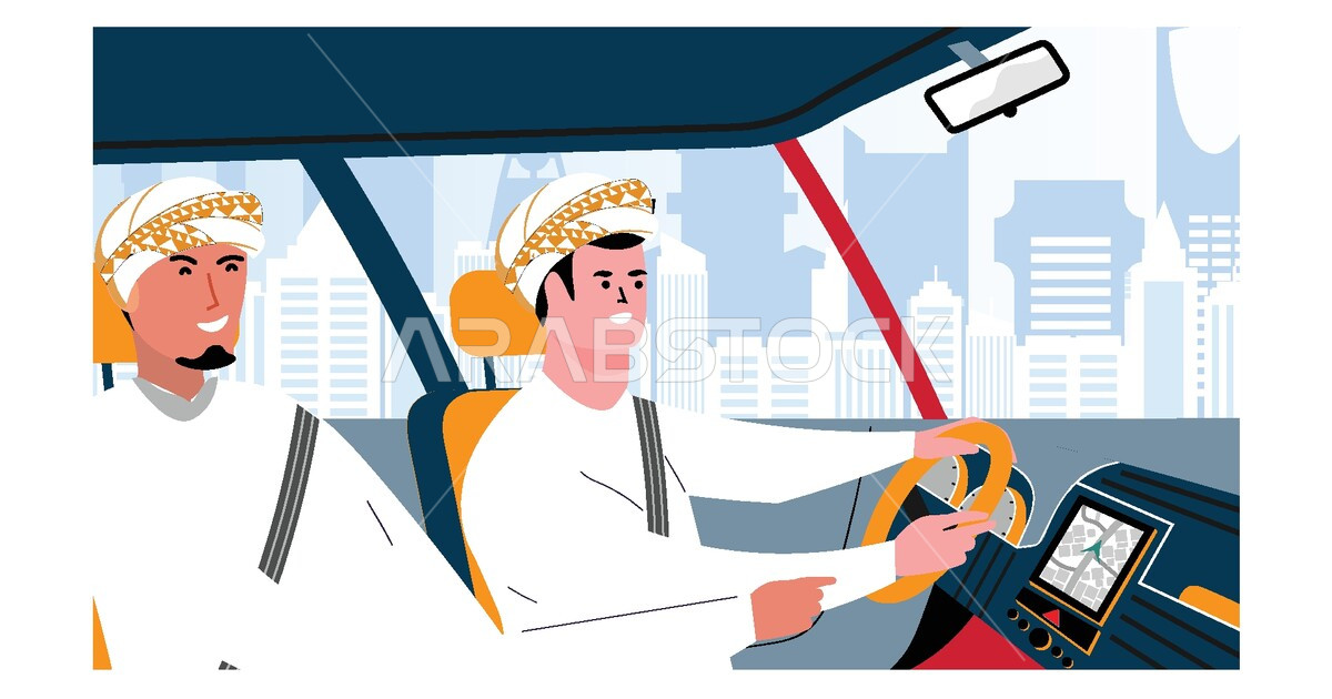 Vector cartoon for Omani Gulf personalities, who drive cars and ...