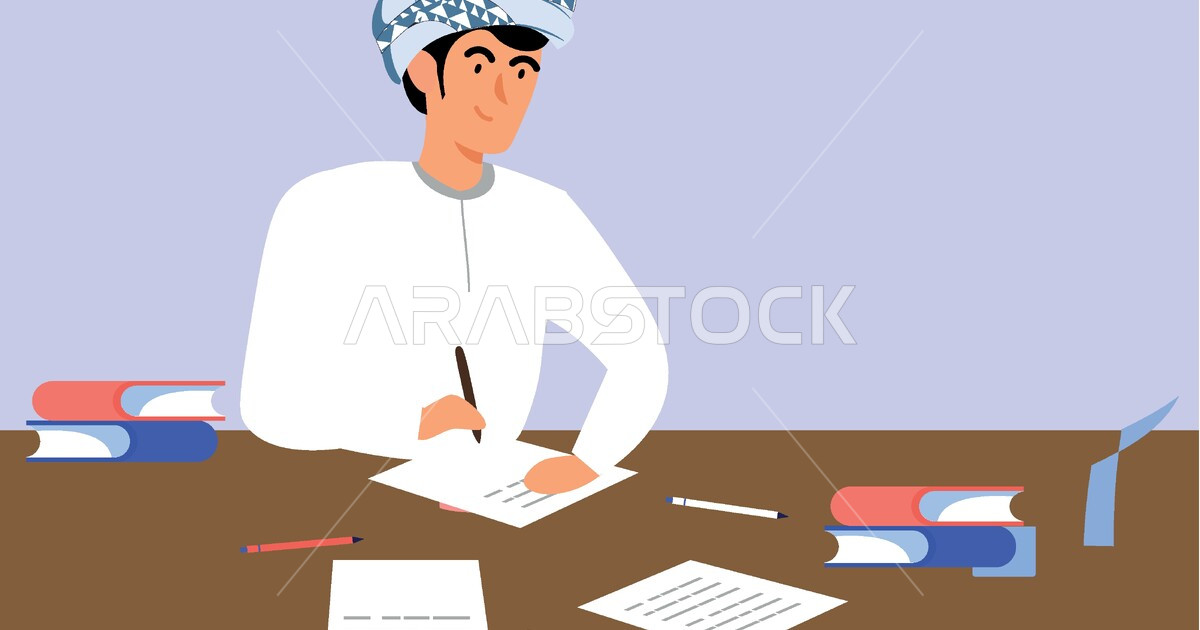 Vector is a cartoon character, an Omani Gulf, an Omani boy who pursues ...