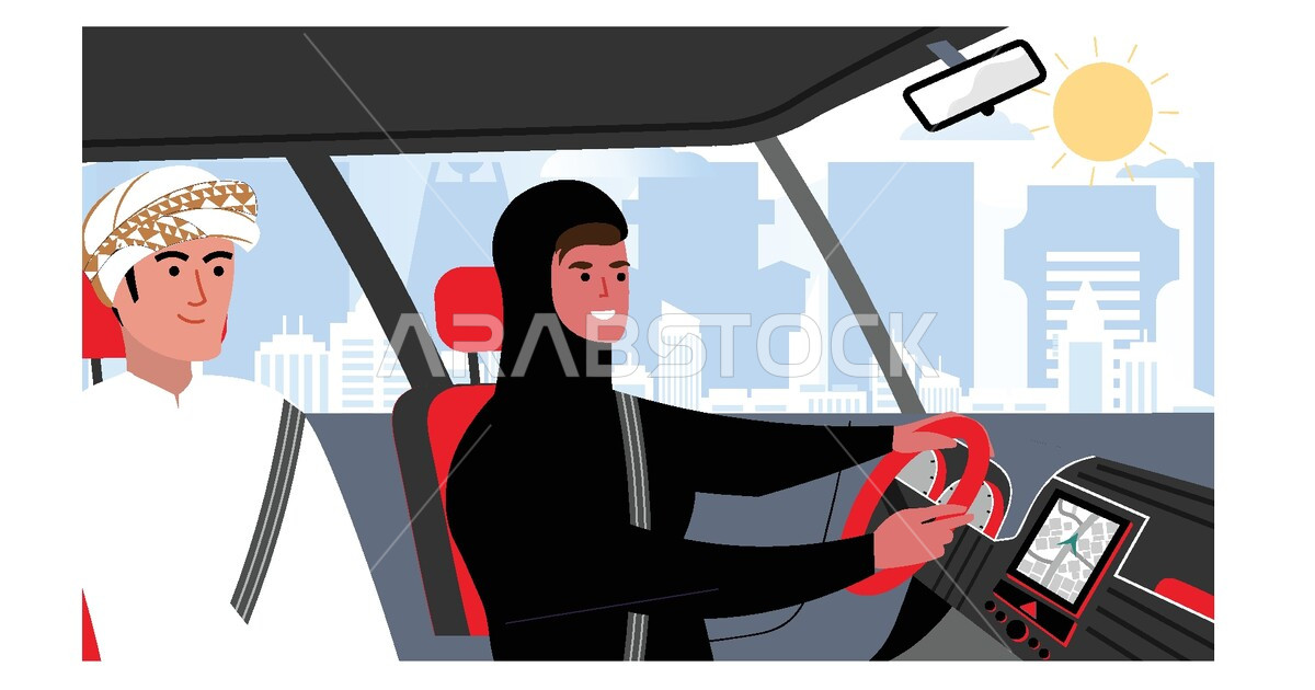 Vector cartoon for Omani Gulf personalities, who drive cars and ...