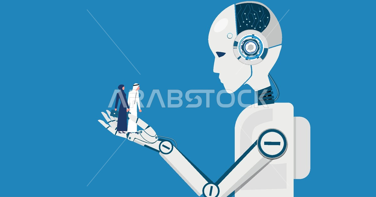 Vector cartoon characters, illustration of the future of humans and ...
