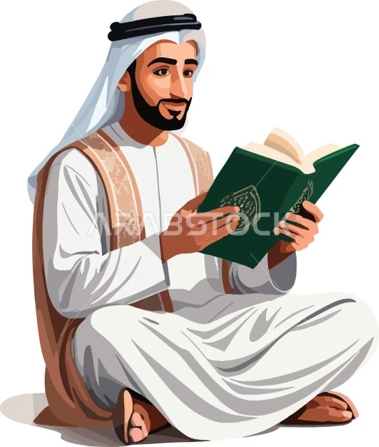 Cartoon character design of a Saudi Arabian Gulf man wearing ...