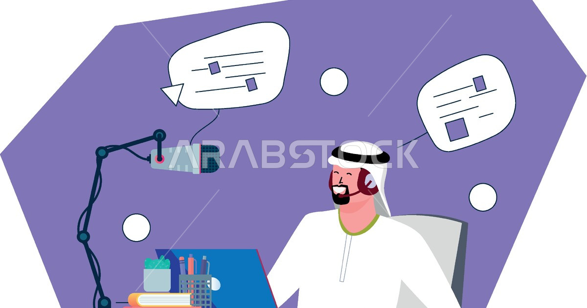 Vector for a cartoon character, an Emirati Gulf Arab employee working ...