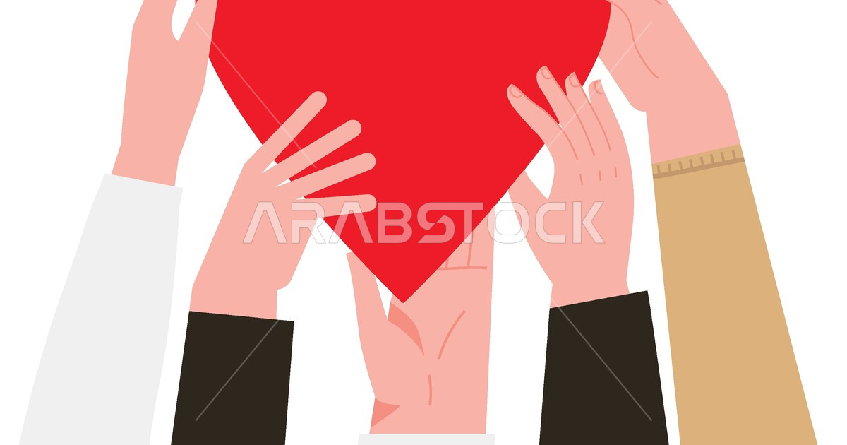 Vector assorted illustrations, heart illustration, love, cooperation ...