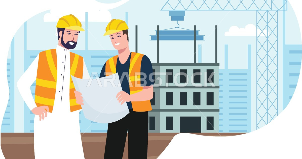 Vector cartoon characters, drawings for an Arab Gulf engineering team ...