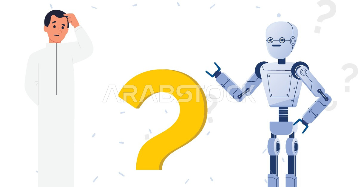 Vector cartoon character, Gulf Arab youth, facial gestures indicating ...