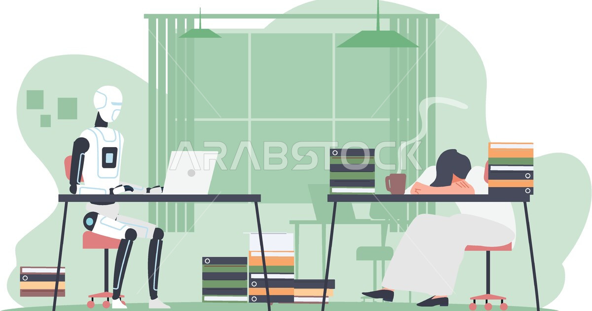 Cartoon vector for a character, a Gulf Arab man, robots capable of ...