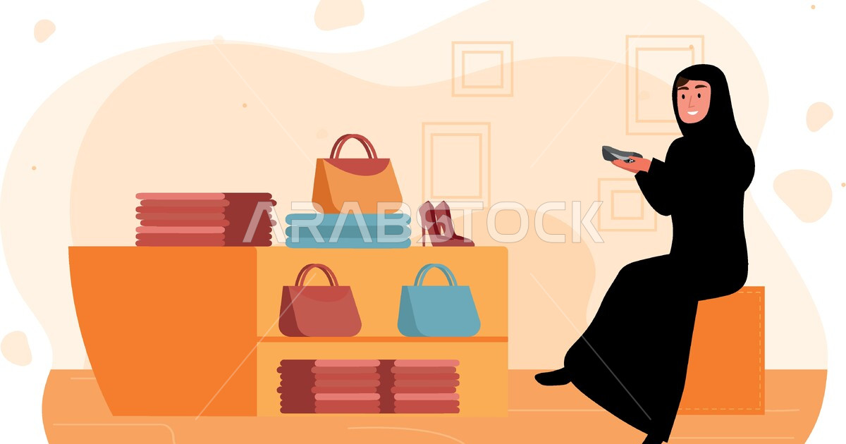 Vector Illustrator for the concept of shopping and entertainment, Arab ...