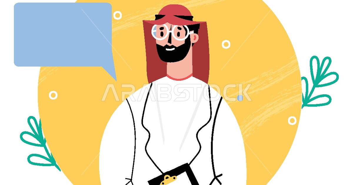 Vector cartoon character, an Arab Gulf doctor, facial gestures ...