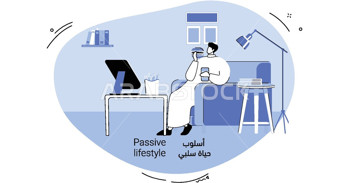Cartoon vector for passive lifestyle design no physical activity ...