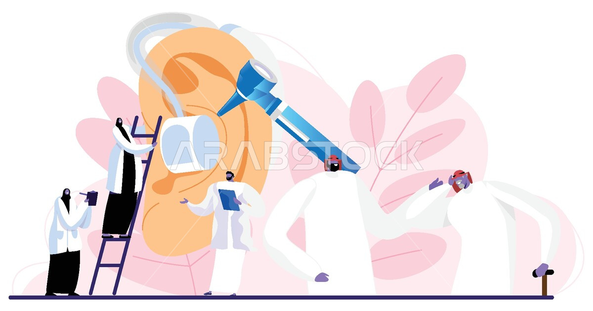 Vector cartoon design for ear medicine, a branch of medicine concerned ...