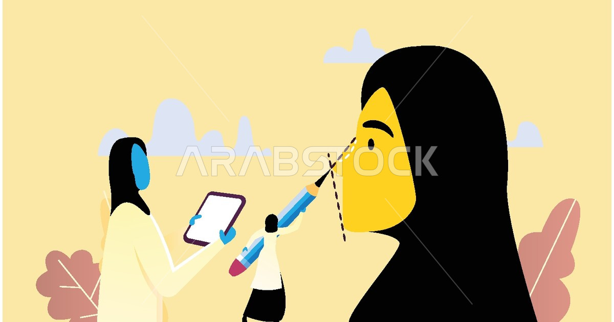 Vector Cartoon for Rhinoplasty Design, Private Physician Interview to ...