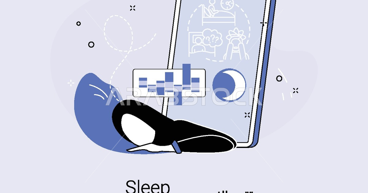 Vector cartoon for sleep tracking design, sleep rate trackers, achieve ...
