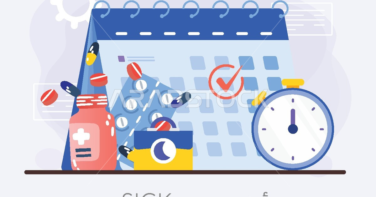 Vector Cartoon , adherence to medication schedules, sick leave, vector ...