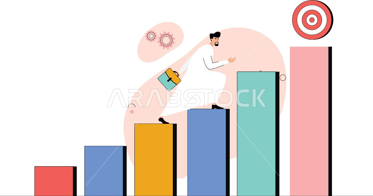 Vector cartoon character, Gulf Arab man, successful businessman, the ...