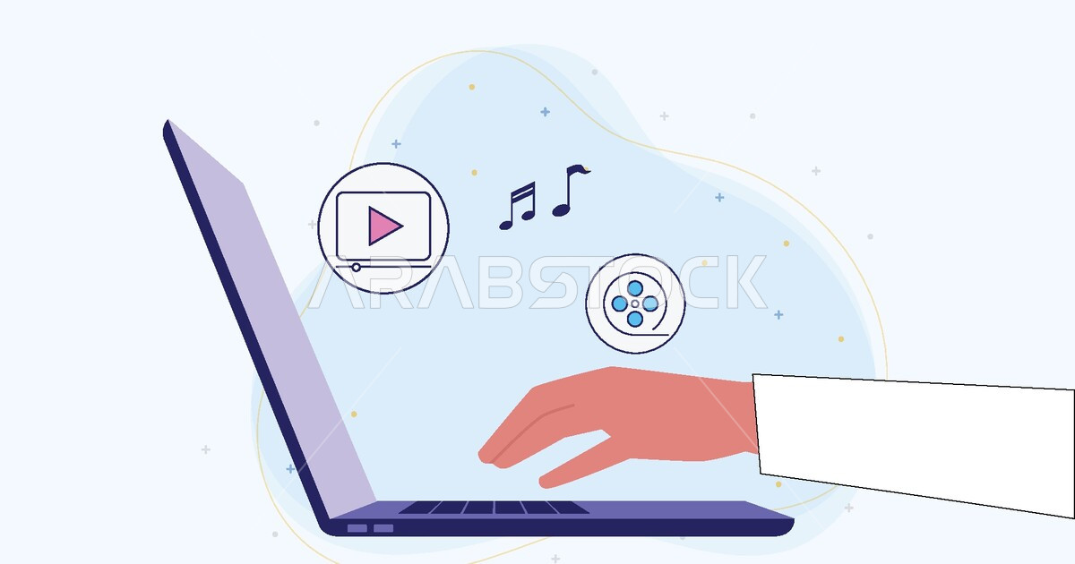 Cartoon vector, illustration of a computer, surfing the Internet and ...