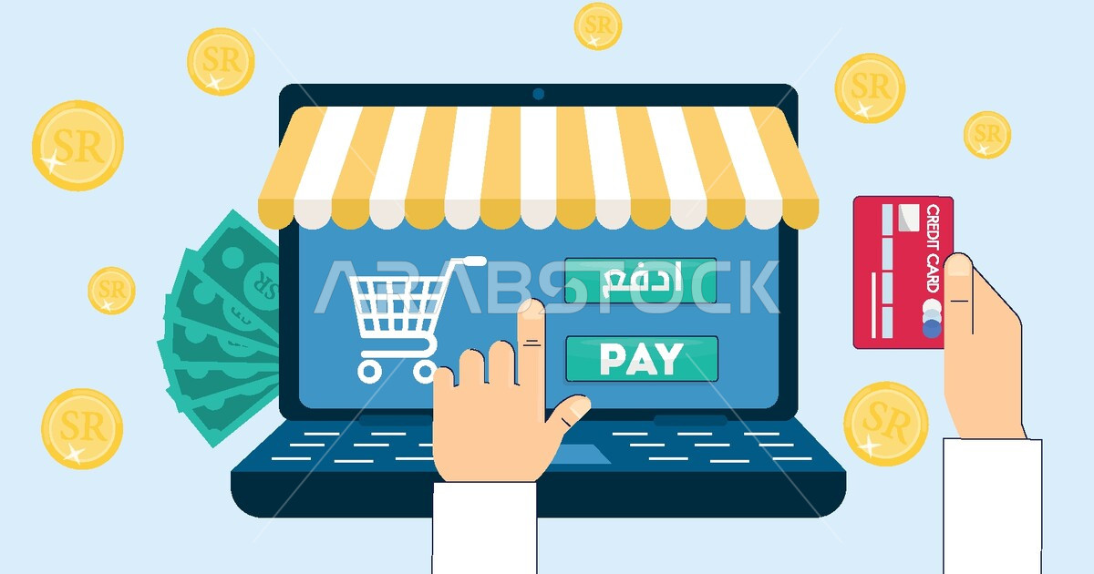 Vector cartoon, an illustration of electronic payment, service ...