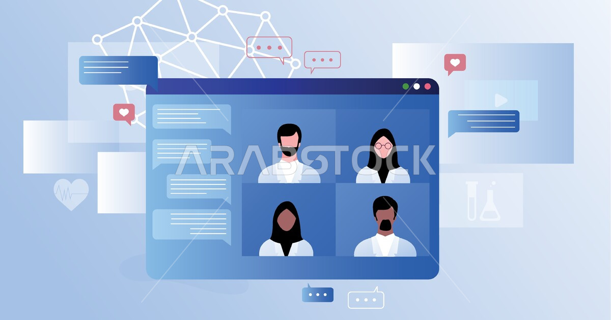 Vector cartoon illustration of an image of using technology to do ...