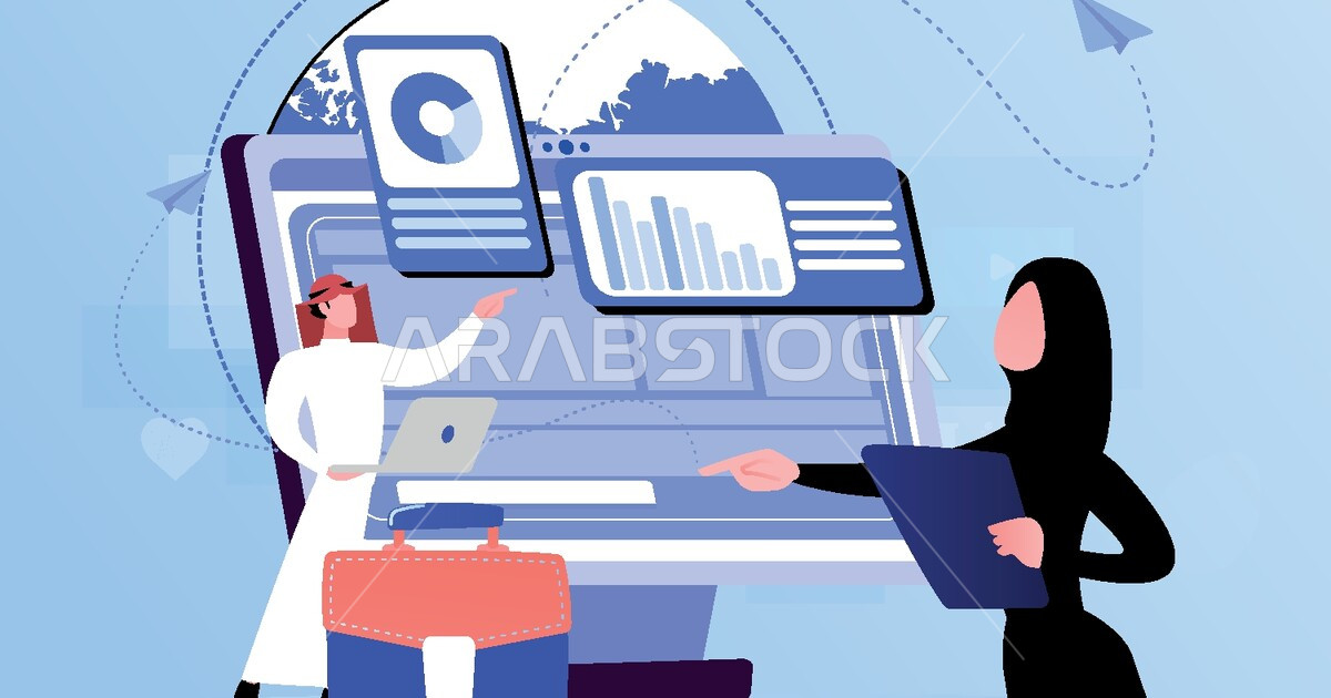 Vector cartoon illustration of management information system, business ...
