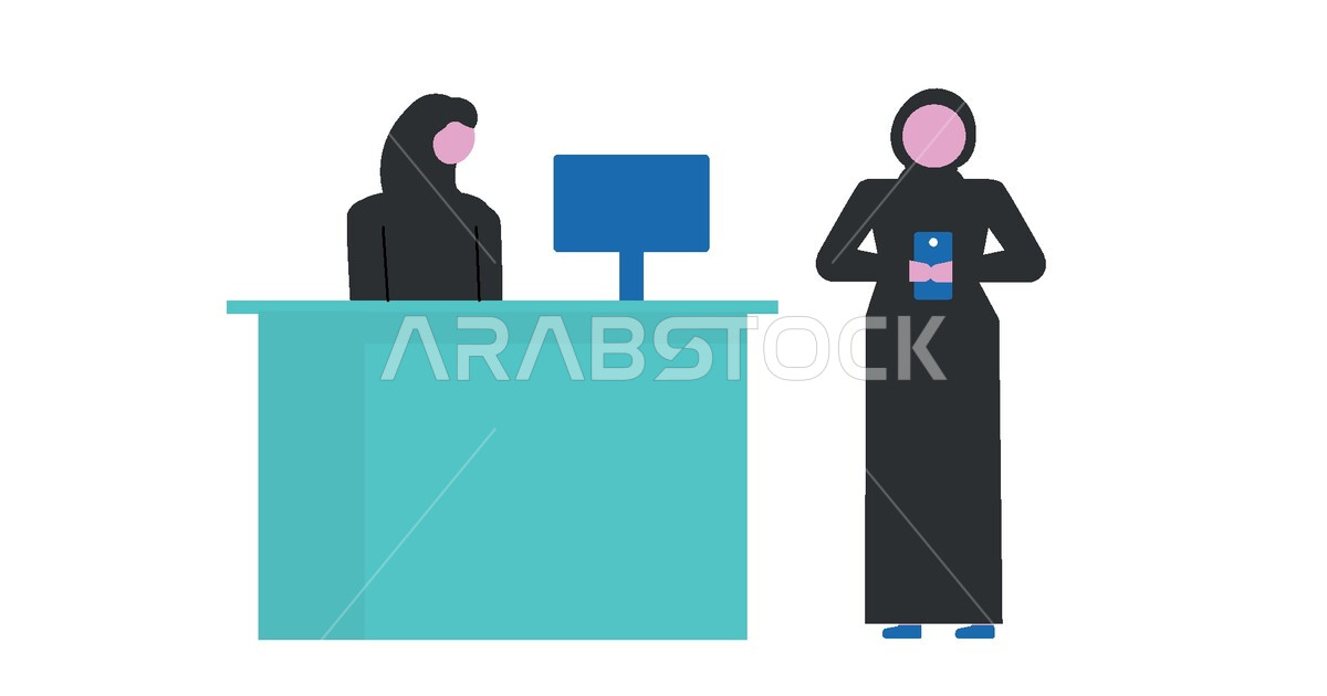 فيكتور كرتوني لشخصية ، امرأة عربية خليجية تدفع بواسطة البطاقة