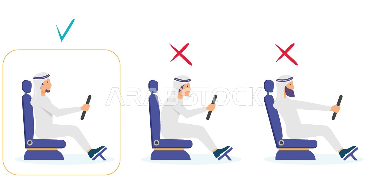 Vector cartoon for a group of Arab Gulf personalities, car driving ...