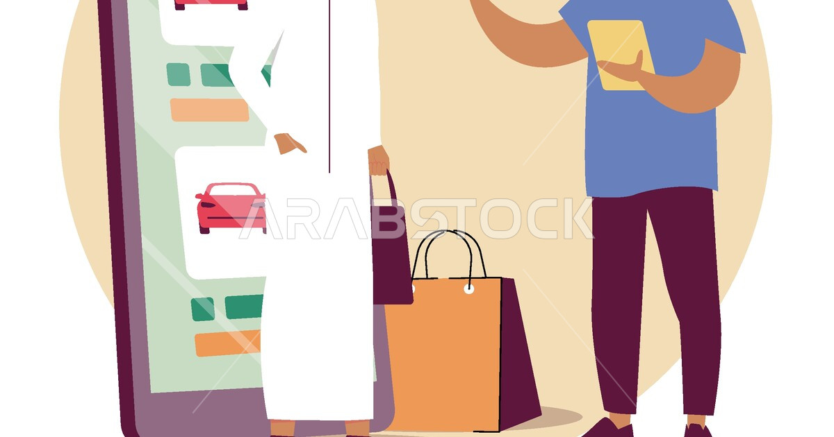Vector cartoon illustration of an image Place a pickup order on the ...