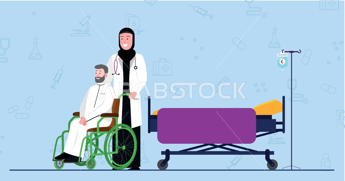 Vector Cartoon Characters, an Arab Gulf doctor who provides care and ...