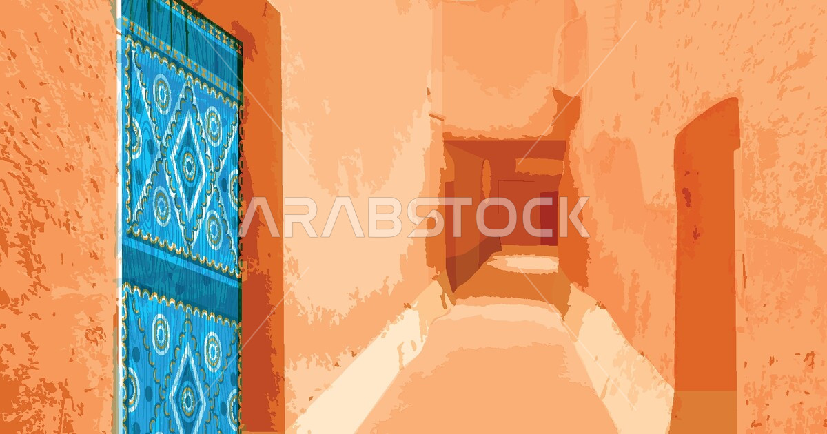 Cartoon vector of Ashkar village, Shaqra heritage city, Saudi Arabia ...