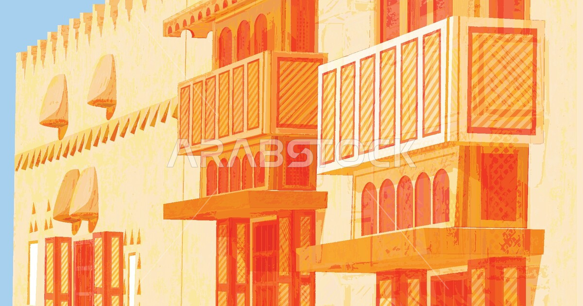 Vector cartoon for the site of the Old City of Jeddah, Saudi Arabia ...