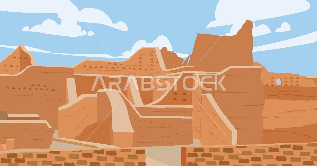 Vector cartoon for Saad bin Saud Palace site in Al-Diriyah, Riyadh ...