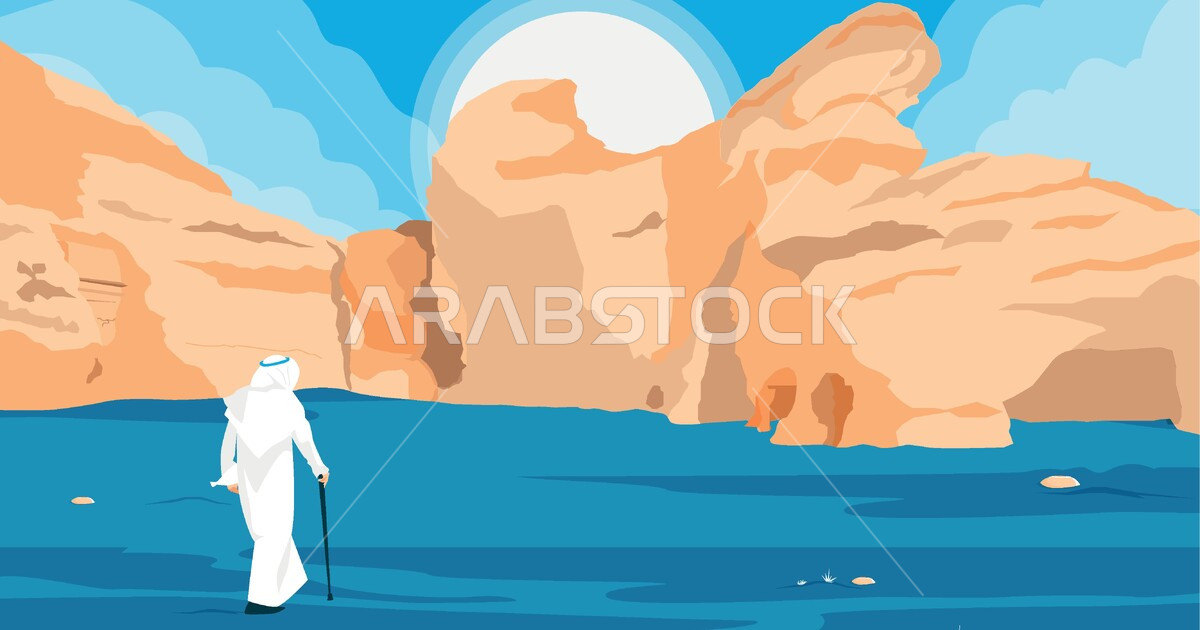 Vector cartoon of a Saudi Arabian Gulf man walking in the ...