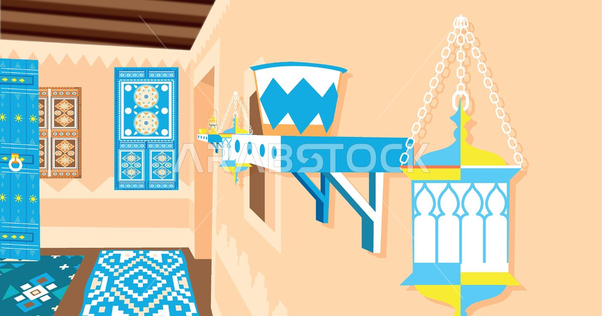 Vector cartoon of the traditional and ancient Arab clay house from the ...