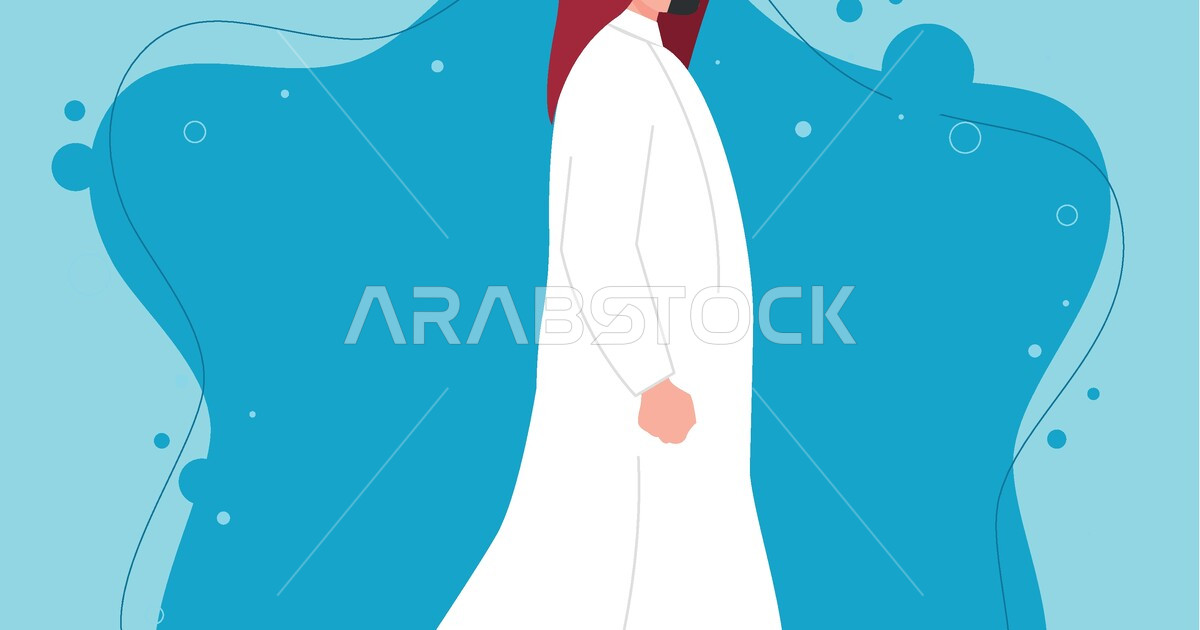 Vector cartoon character, Arab Gulf man, emoji drawing as he walks ...