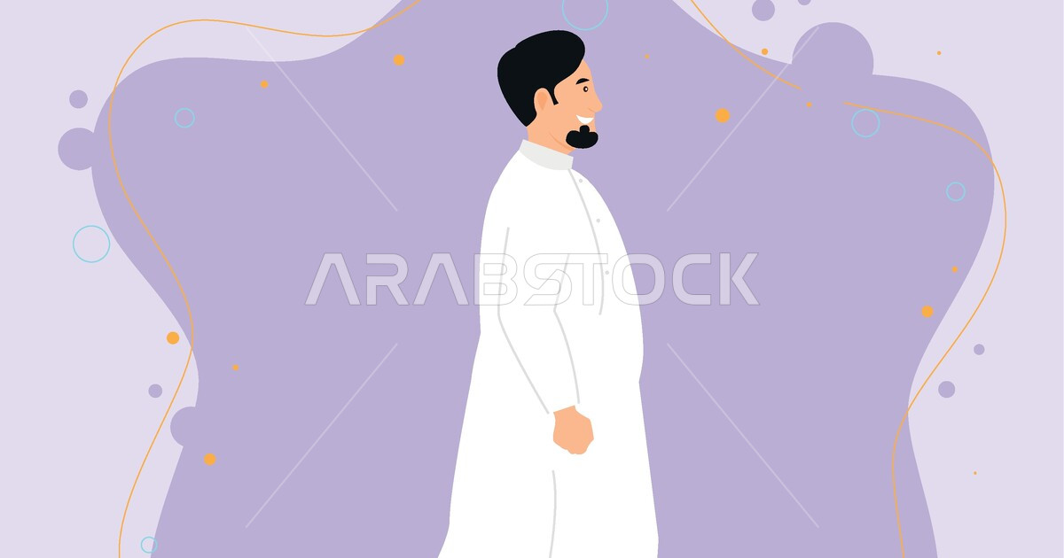 Vector cartoon character, Arab Gulf man, emoji drawing as he walks ...