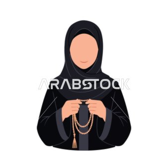 Vector illustration of an elegant Muslim woman wearing a black abaya ...