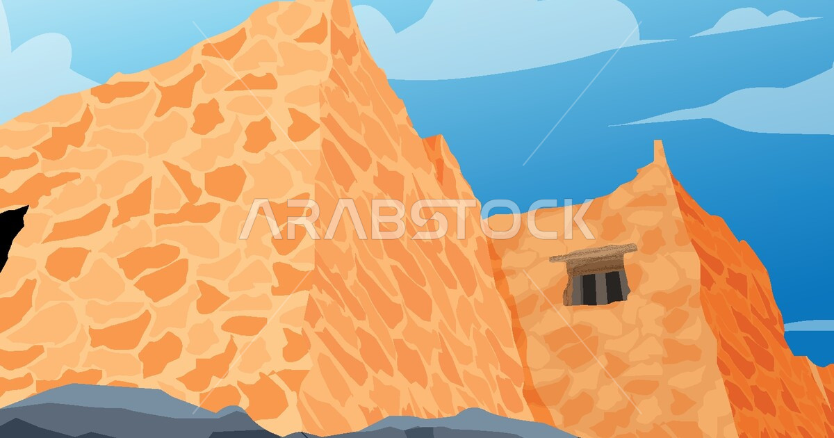 Vector cartoon design for the streets of the old city of Diriyah near ...